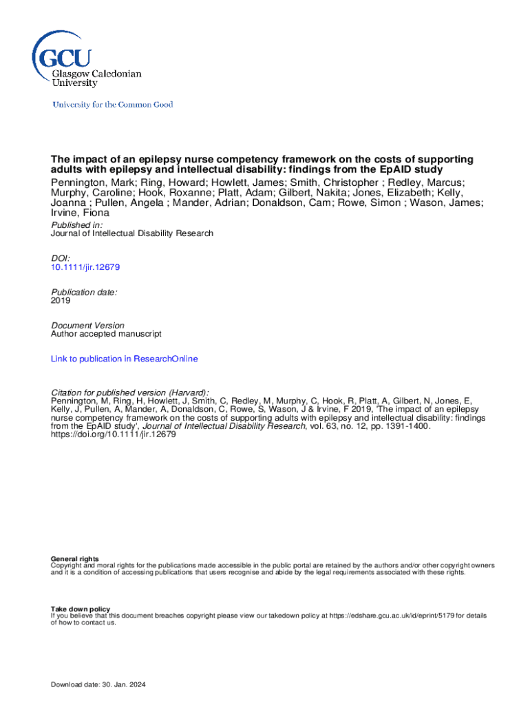 Fillable Online researchonline gcu ac The impact of an epilepsy nurse ...