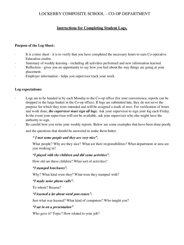 Fillable Online lockerby rainbowschools Download Log Sheets Here ...