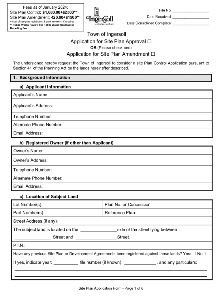 Fillable Online Town of Ingersoll Application for Site Plan Approval Fax Email Print - pdfFiller