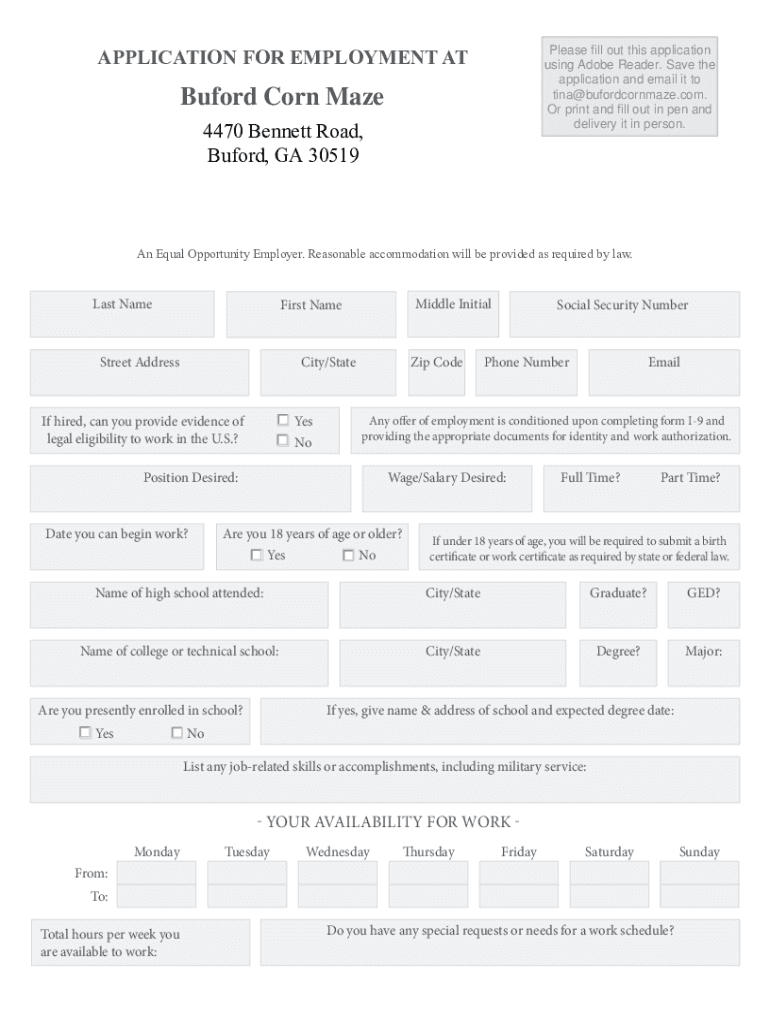 Fillable Online Buford-Corn-Maze-application.pdf Fax Email Print - pdfFiller