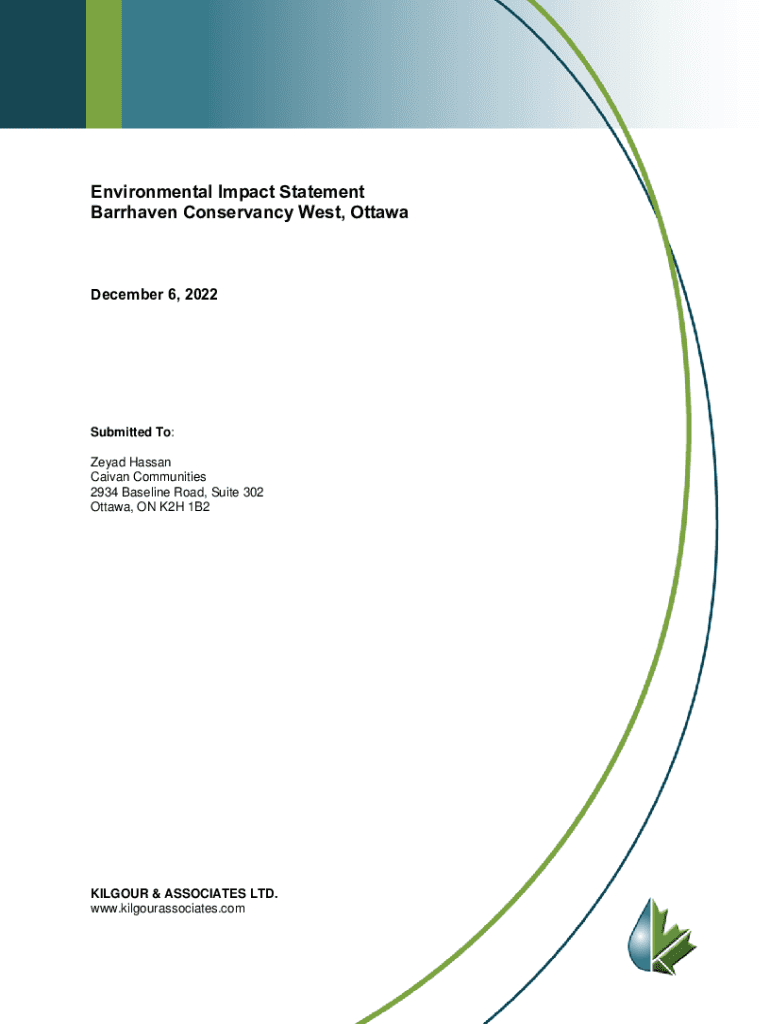 Fillable Online Environmental Impact Statement Barrhaven Conservancy ... Fax Email Print - pdfFiller