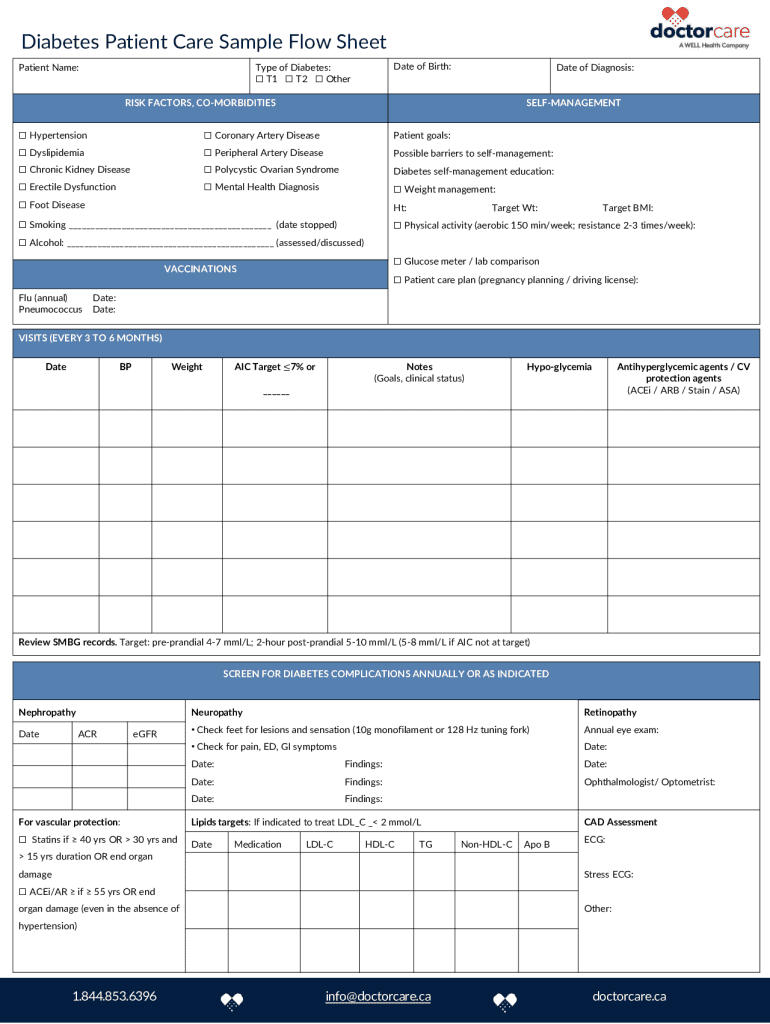 Fillable Online Diabetes Patient Care Sample Flow Sheet Fax Email Print ...