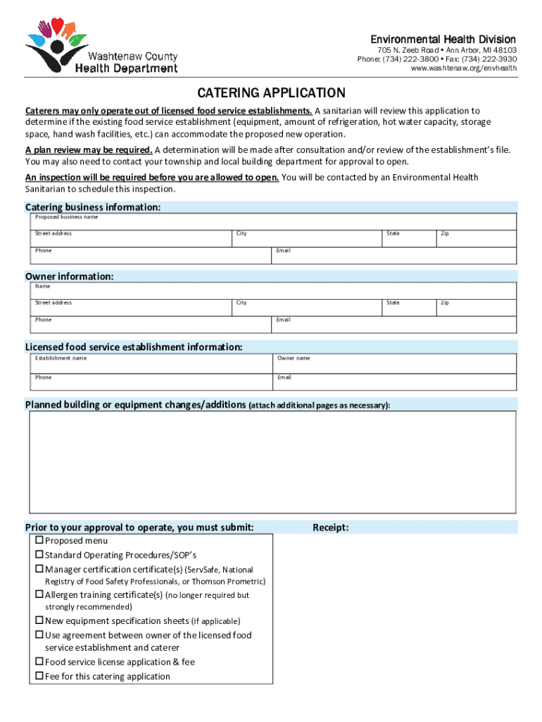 Fillable Online Catering Application - FINAL - Feb 2021 Fax Email Print ...