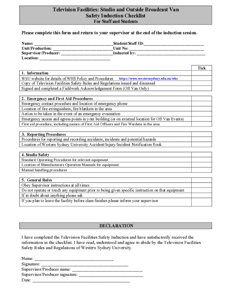 Fillable Online TV Broadcast Station Self - Inspection Checklist Fax ...
