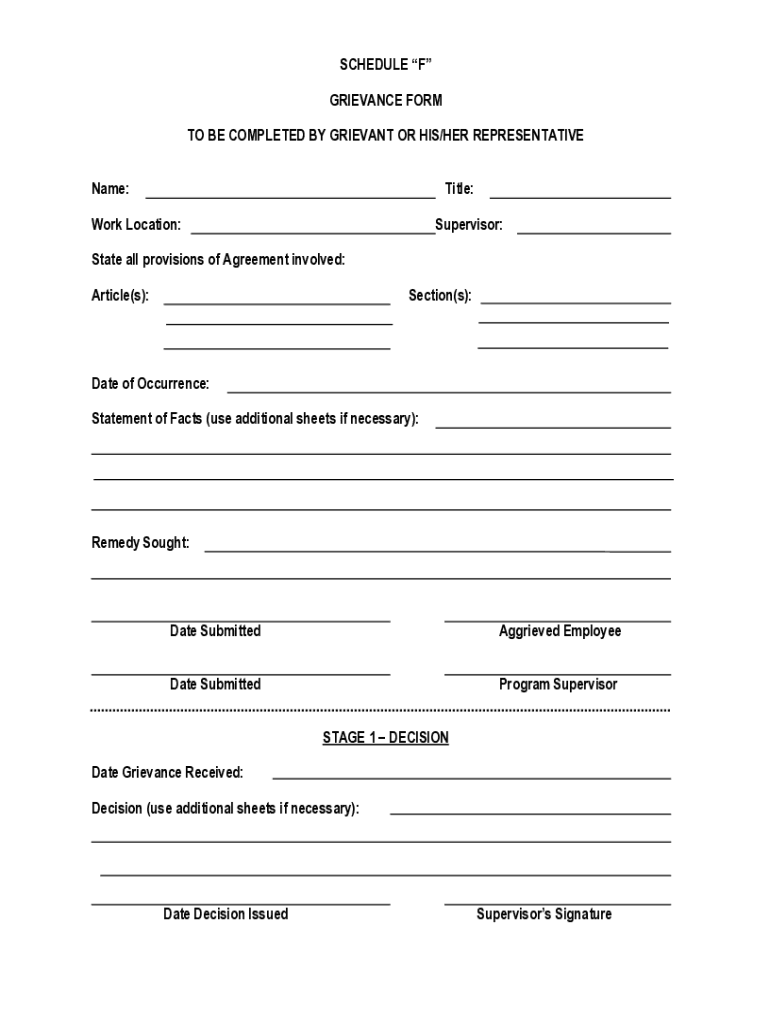Fillable Online 1 State/PEF Article 17 Out-Of-Title Work Grievance Form ...