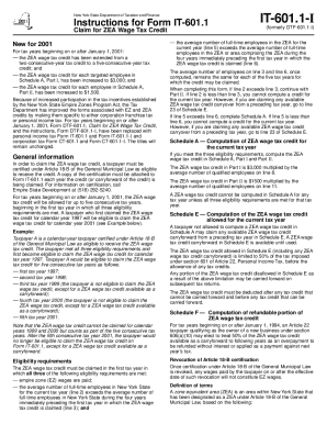 Fillable Online New York Form IT-601 (Claim for EZ Wage Tax Credit) Fax ...