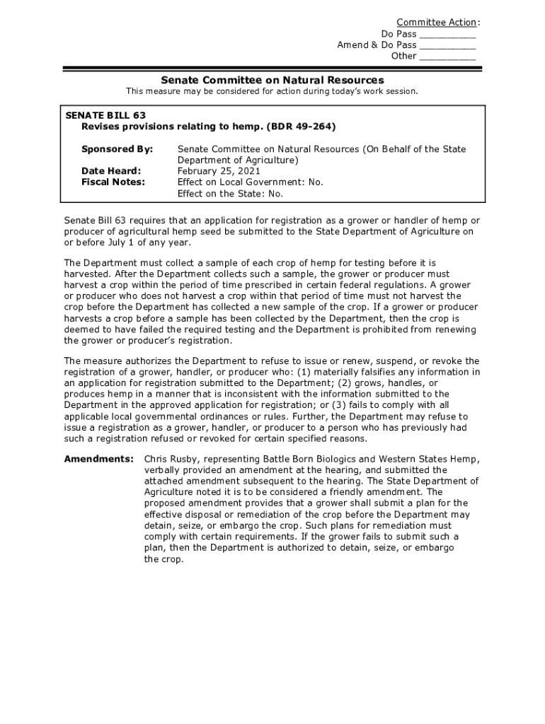 Fillable Online Bill Page for SB 63. Bill Page for SB 63 Fax Email Print - pdfFiller