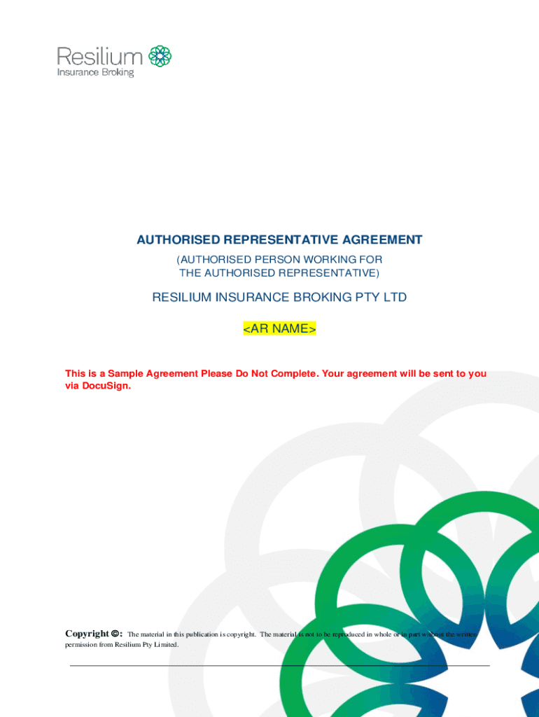 Fillable Online AUTHORISED REPRESENTATIVE AGREEMENT ( ... Fax Email ...