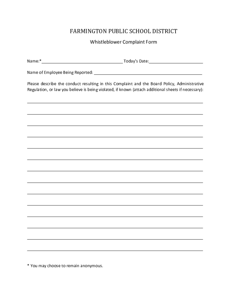 Fillable Online Employee Bullying or Harassing Behavior Complaint Form ...