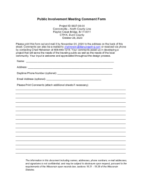 Fillable Online Public Involvement Sign In Sheet Fax Email Print ...