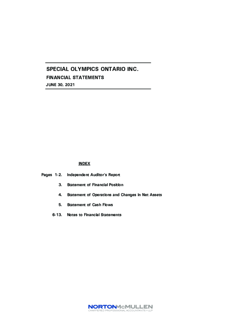 Fillable Online Special Olympics Financial Statements YE 12 31 14, 13 ...