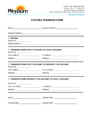Fillable Online Utilities Transfer Form - New Logo Fax Email Print ...