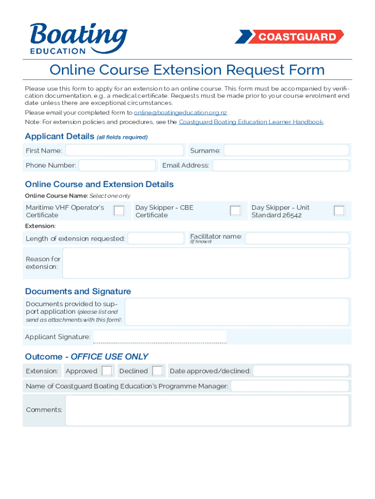 Fillable Online Online Course Extention Request Form Fax Email Print ...