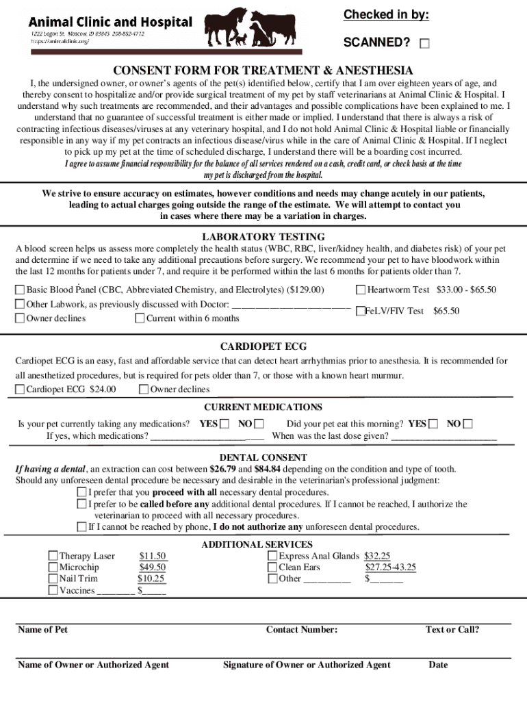 Fillable Online Anesthetic, Sedation & Surgery Consent Form Fax Email ...