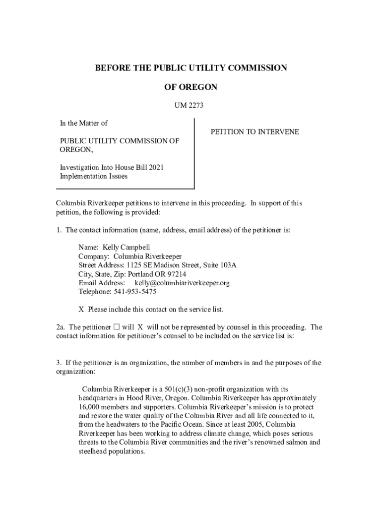 Fillable Online Petition-to-Intervene-Form-UM 2273 Columbia Riverkeeper ...