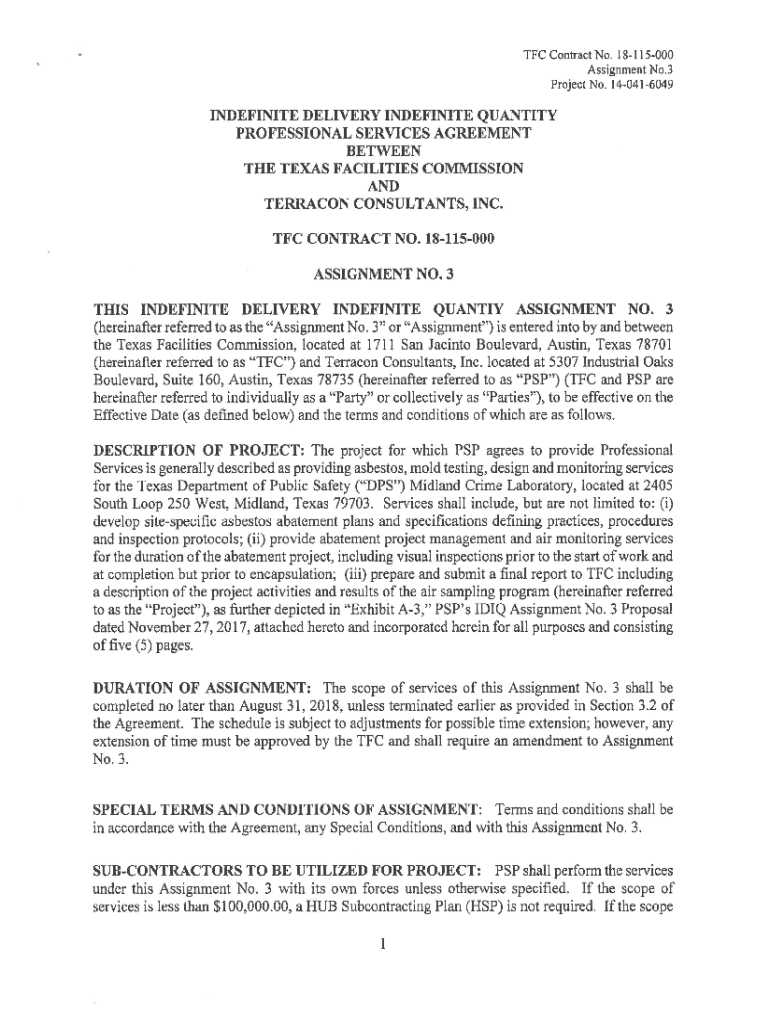 Fillable Online Terracon 18-115 Amendment 1 to Assignment 21. ... Fax ...