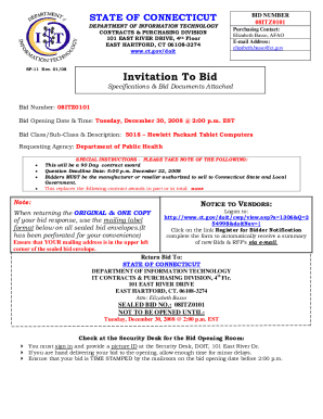 Fillable Online Bid Number: 08ITZ0101 Fax Email Print - pdfFiller