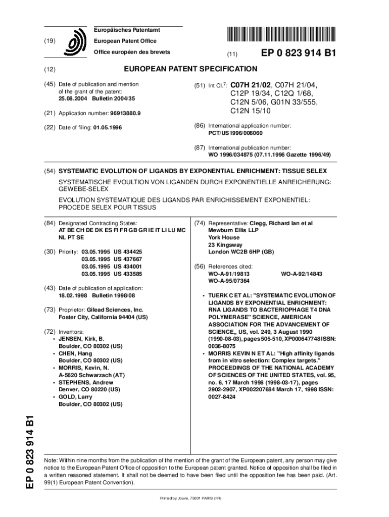 Fillable Online European Patent Register: Smart Search Fax Email Print ...