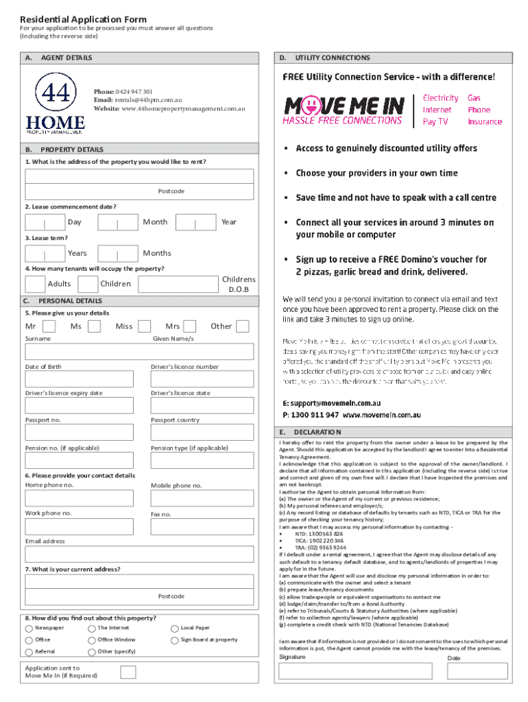 Fillable Online Residential Application Form.pdf Fax Email Print ...