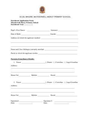 Fillable Online Mercy Primary School Enrolment Form Fax Email Print ...