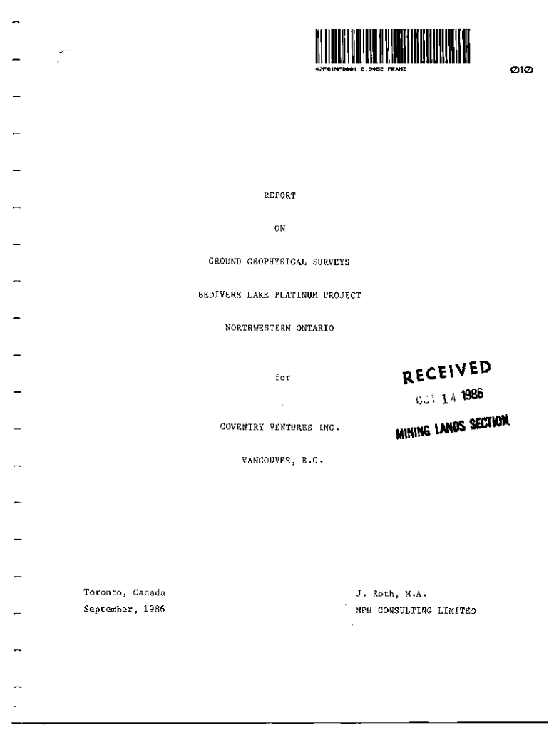Fillable Online RPT ON GROUND GEOPH SUR BEDIVERE L PLATINUM PROJ ...
