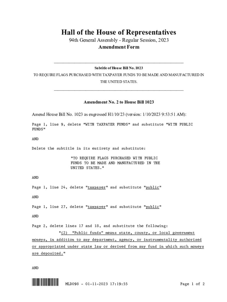 Fillable Online Amends Amend House Bill No. 1023 as engrossed H1/10/23 ...