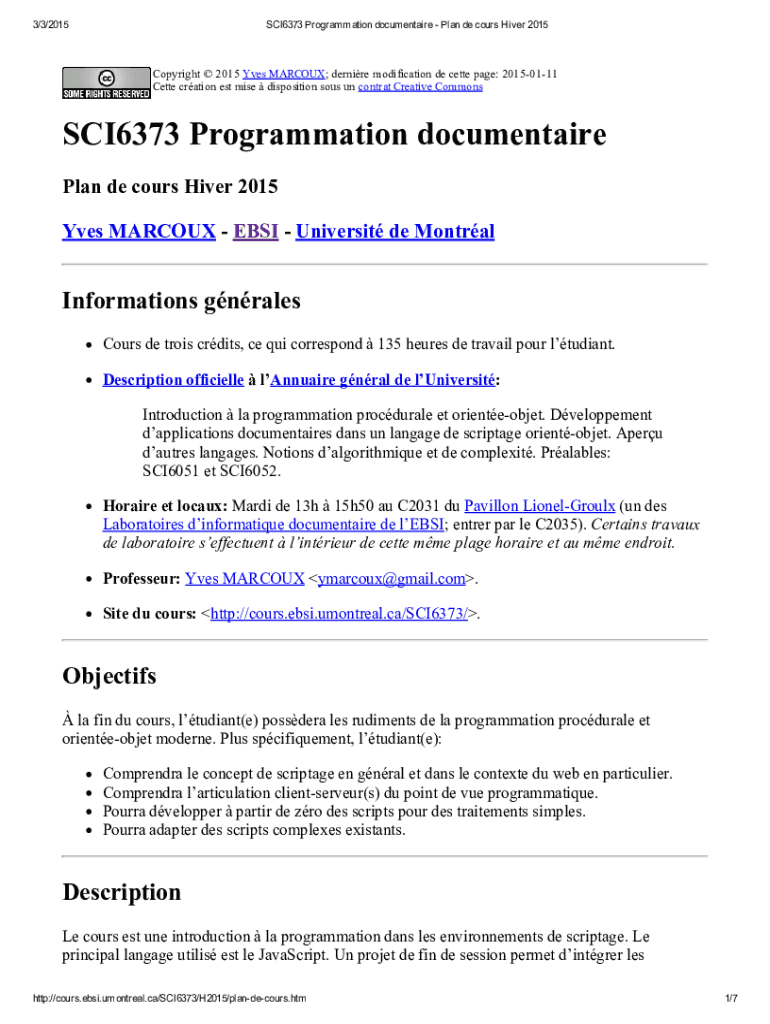 Remplissable En Ligne Plan du cours SCI6007 - Mthodes de recherche en sciences ... Fax Email ...