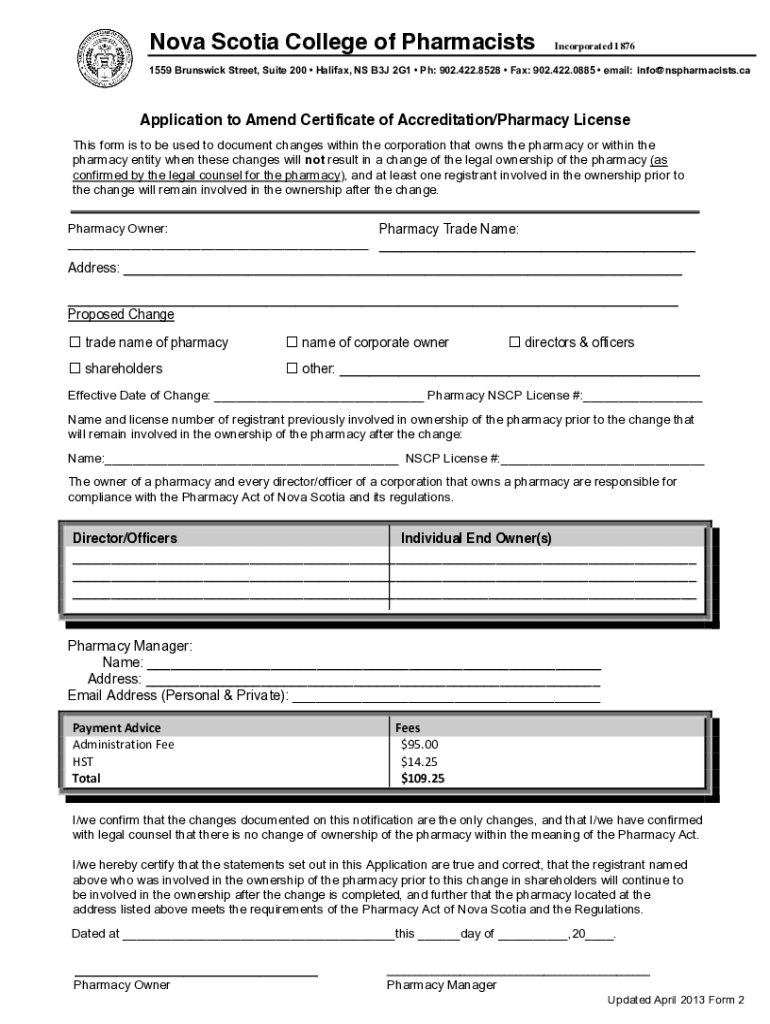 Fillable Online Application for a Certificate of Accreditation/Pharmacy ... Fax Email Print ...