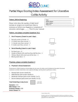 Canada IBD Clinic Partial Mayo Scoring Index Assessment For Ulcerative