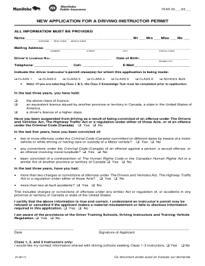 Fillable Online APPLICATION FOR DRIVING INSTRUCTOR LICENSE Fax Email ...