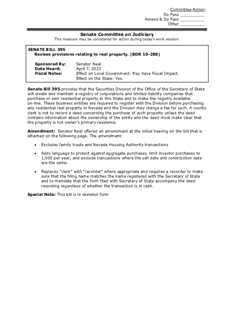 Fillable Online SENATE BILL 395 Fax Email Print - pdfFiller