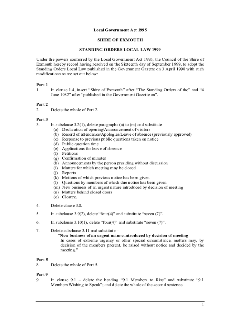 Fillable Online 4e - COUNCIL DIRECTIVES - Local Laws - Standing OrdersP ...