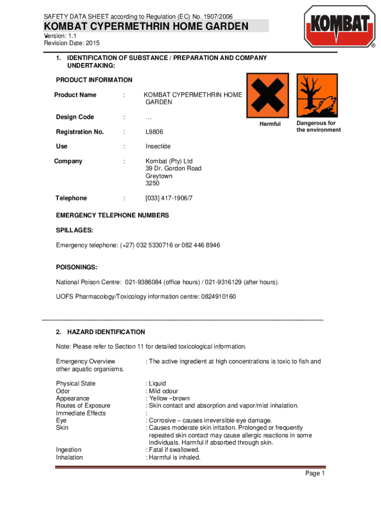 Fillable Online SAFETY DATA SHEET - INSECTICIDE Fax Email Print - pdfFiller