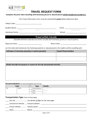 Fillable Online international sd23 bc Travel Request Forms - SD23 ...