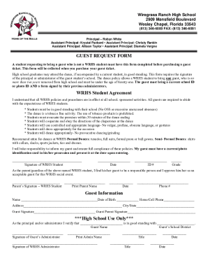 Fillable Online GUEST REQUEST FORM WRHS Student Agreement ... Fax Email ...