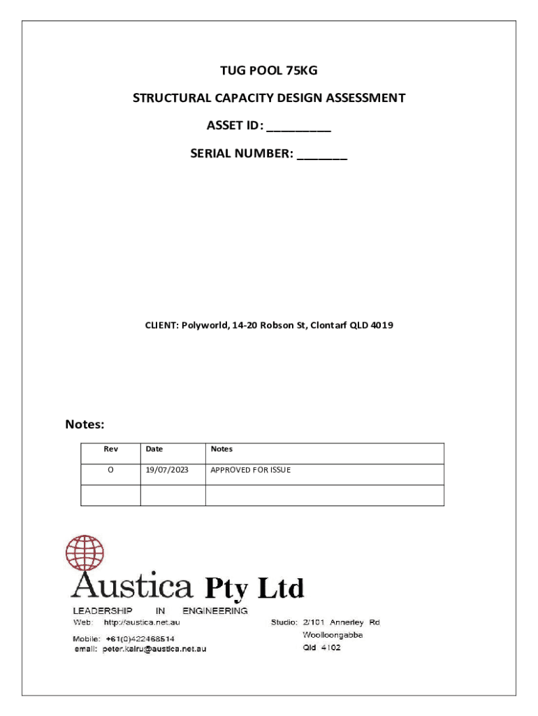 Fillable Online Tug Pool 75kg Structure Design Capacity assessments Fax ...