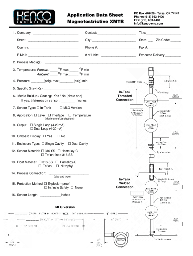 Fillable Online sureseal co Application Data Sheet Magnetostrictive XMTR.doc Fax Email Print ...