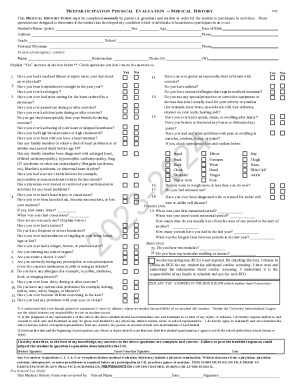 Fillable Online preparticipation physical evaluation form pdf Fax Email Print - pdfFiller
