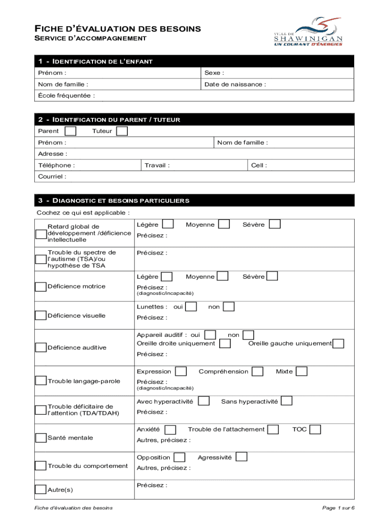 Remplissable En Ligne Identification de l'enfant Identification des parents ou tuteurs Fax Email ...