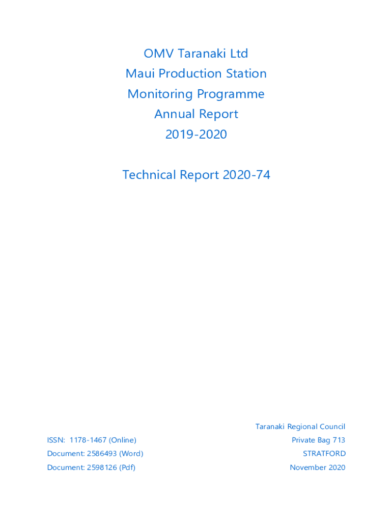 Fillable Online OMV Maui Production Station consent monitoring report ...