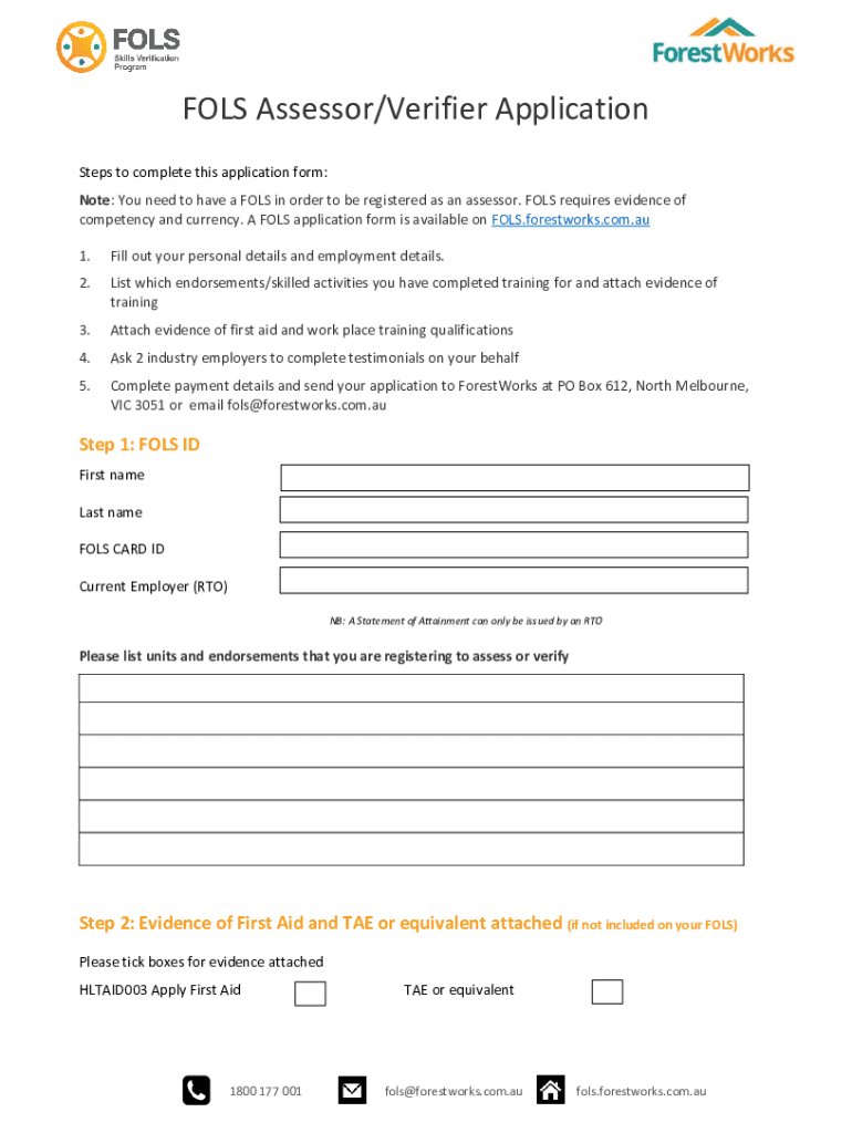 Fillable Online Endorsed Assessor Application Form Fax Email Print ...