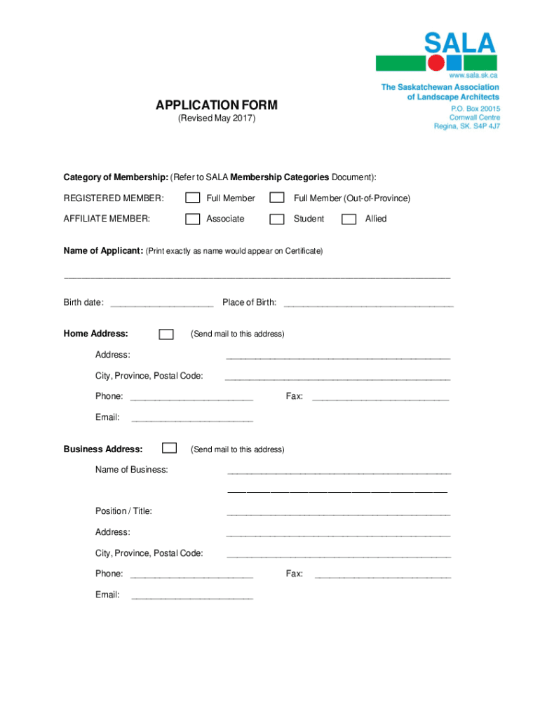 Fillable Online sala sk ABAI Full Membership Application Checklist Fax ...