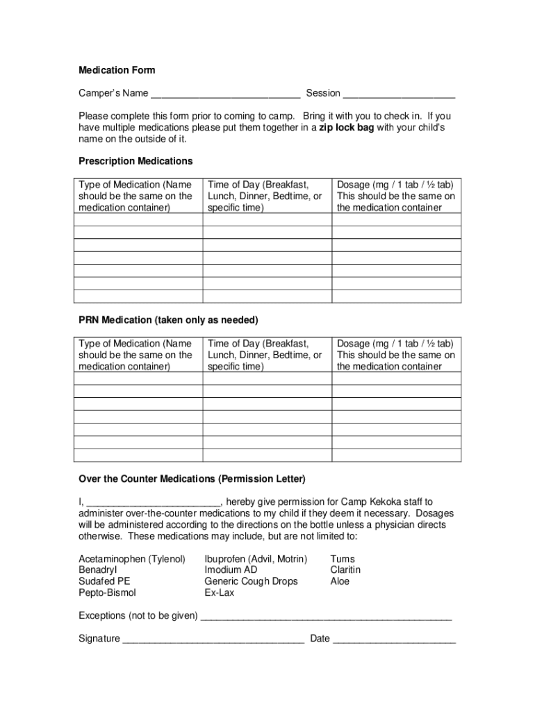 Fillable Online Camp La JitaForms Package - Hand Carry to Camp Check-in ...