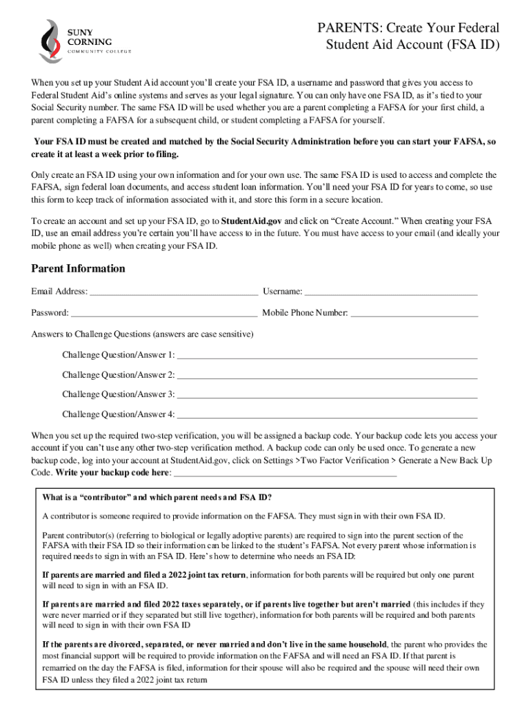 Fillable Online How to Create an Account Username and Password (FSA ID ...