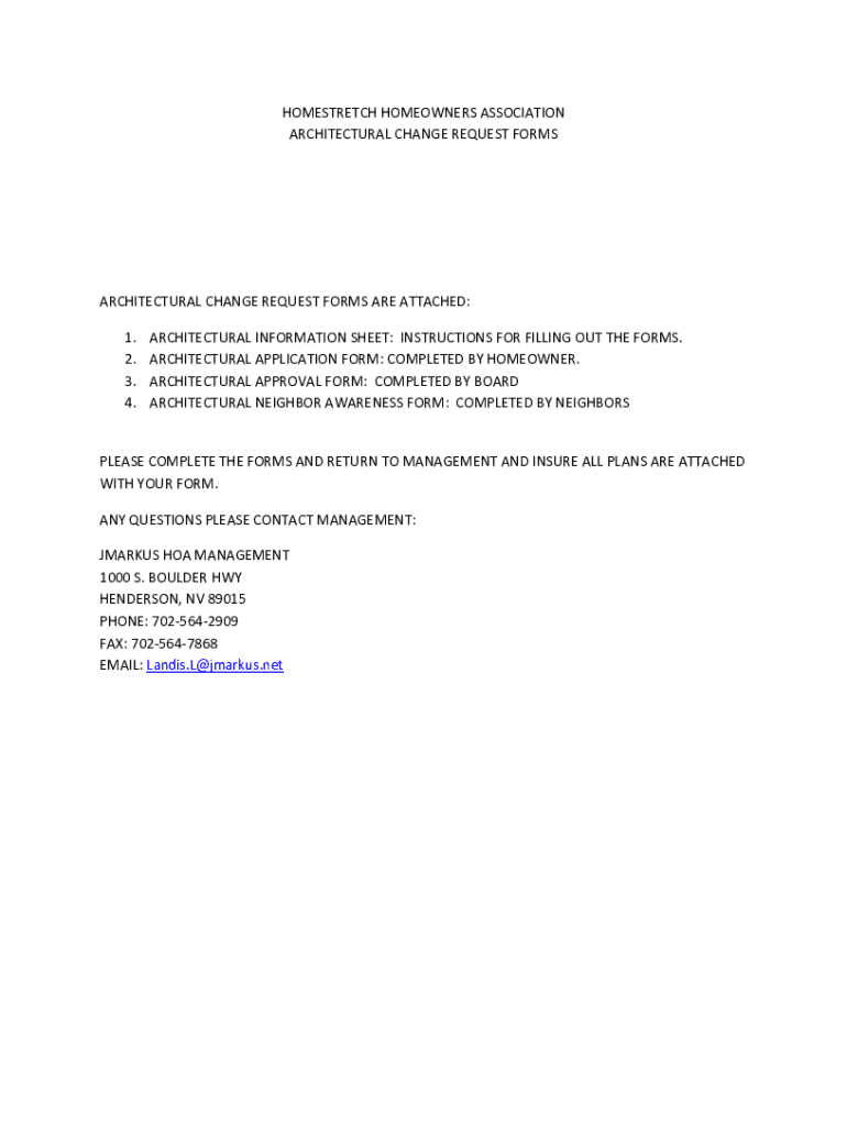 Fillable Online ARCHITECTURAL CHANGE REQUEST FORM Submission of ... Fax ...