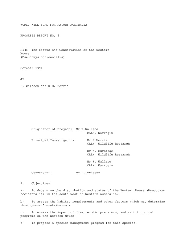 Fillable Online Species Profile for Western mouse(Pseudomys ...