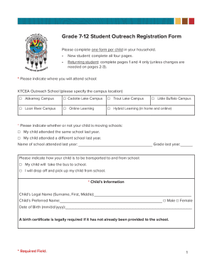 Fillable Online Grade 7-12 Student Outreach Registration Form Fax Email Print - pdfFiller