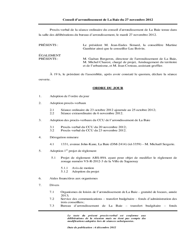 Remplissable En Ligne procs-verbal de la sance ordinaire du conseil des Fax Email Imprimer ...