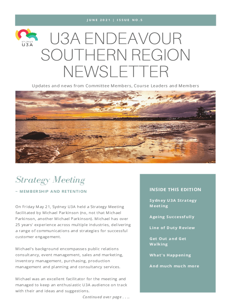 Fillable Online Endeavour Newsletters - Courses, activities, for ...