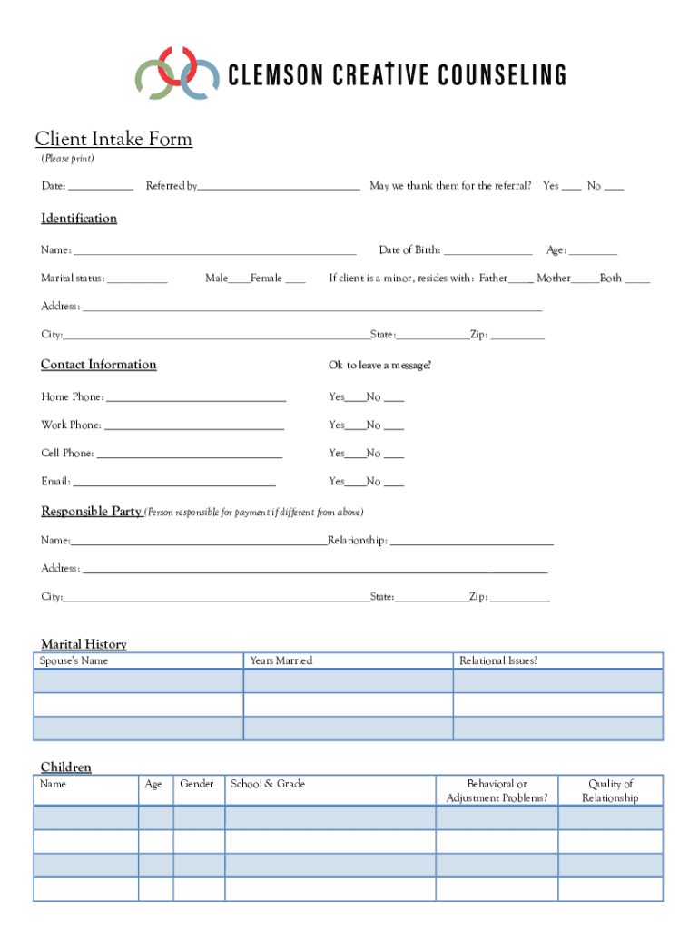 Fillable Online Fill Family Law Client Intake Form Fax Email Print ...